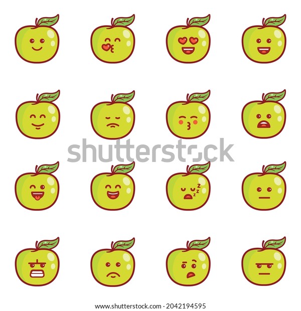 Apple Emoji Set Collection Apple Character Stock Vector (Royalty Free ...