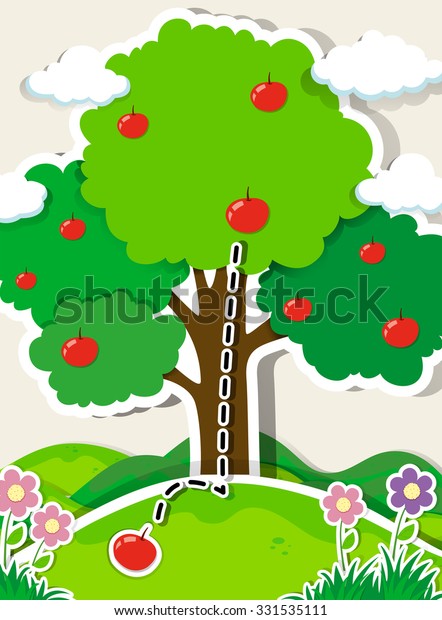 Apple Falling Tree Illustration Stock Vector (Royalty Free) 331535111