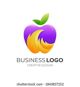 Apple Fire Apple Fire Combination Logo Stock Vector (Royalty Free ...
