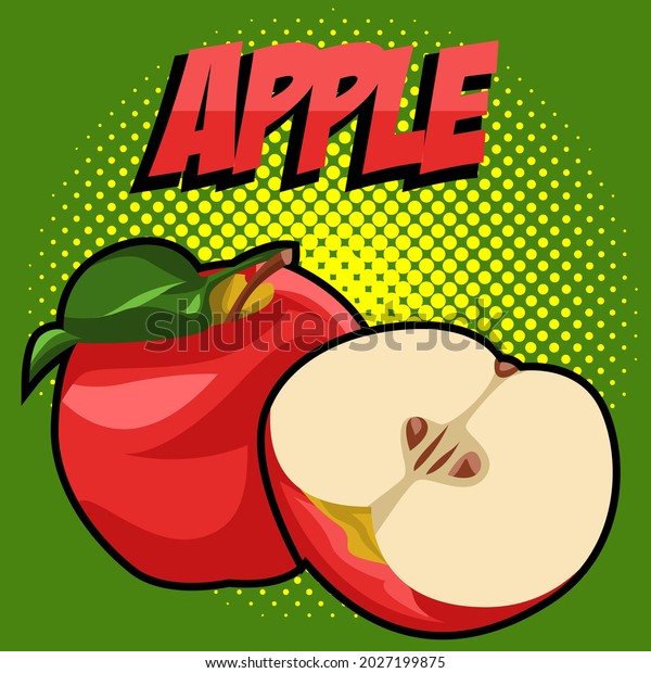 Apple Fruit Pop Art Style Stock Vector (Royalty Free) 2027199875