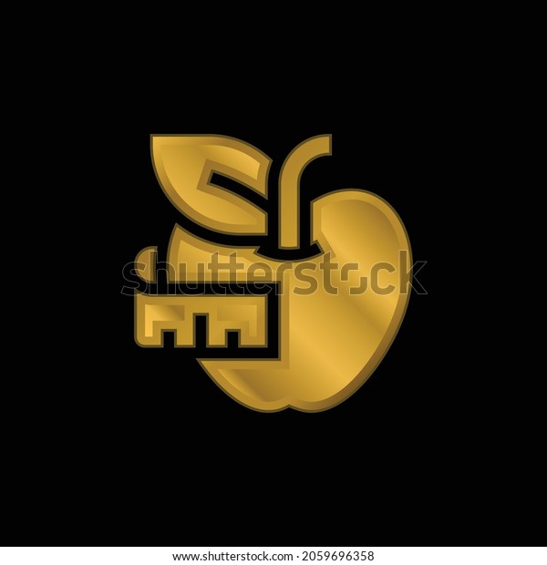 Apple Gold Plated Metalic Icon Logo Stock Vector (Royalty Free ...