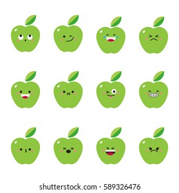 Apple Green Modern Flat Emoticon Set Stock Vector (Royalty Free ...