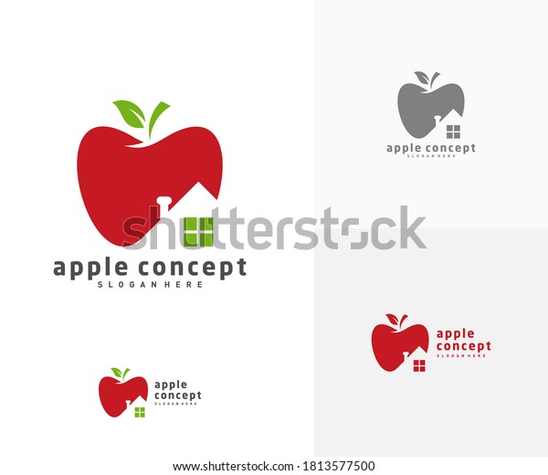 Apple House Logo Design Vector Template Stock Vector (Royalty Free ...