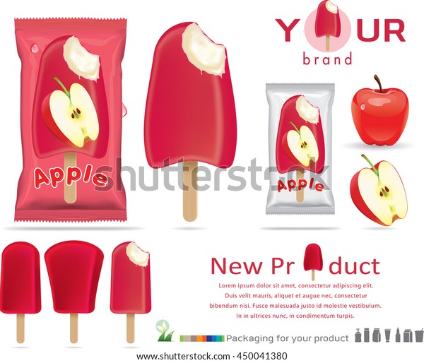 Apple Ice Cream Packaging Designplastic Pack Stock Vector (Royalty Free ...