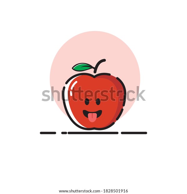 Apple Icon Cute Vector Illustration Sticking Stock Vector (Royalty Free ...