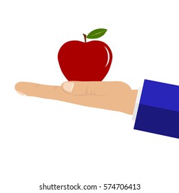 Apple On Hand Apple Icon Hand Stock Vector (Royalty Free) 574706413 ...