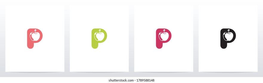 Apple On Letter Logo Design P Stock Vector (Royalty Free) 1789588148 ...