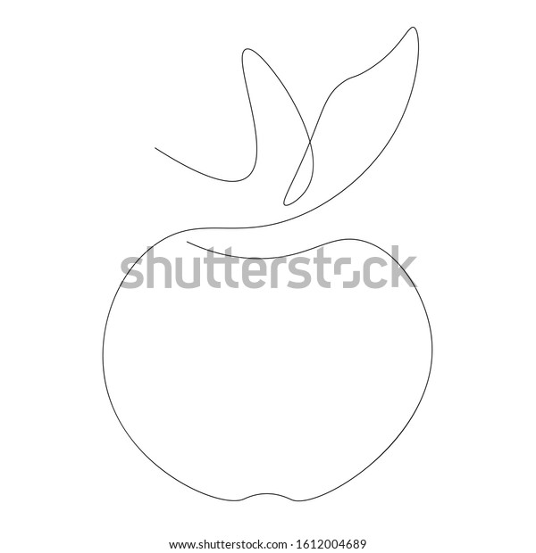 Apple One Line Drawing On White Stock Vector (Royalty Free) 1612004689 ...