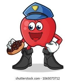 Emoticon Police Eat Donut Mascot Vector: เวกเตอร์สต็อก (ปลอดค่า ...