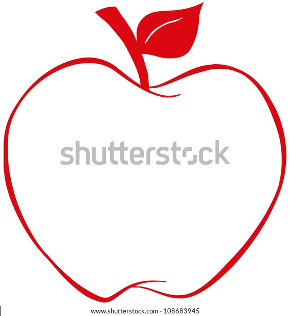 Apple Red Outline Vector Illustration Stock Vector (Royalty Free) 108683945