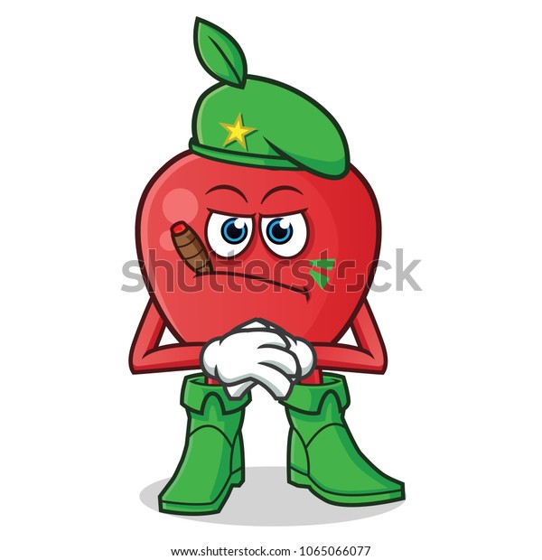 Apple Soldier Mascot Vector Cartoon Illustration Stock Vector (Royalty ...