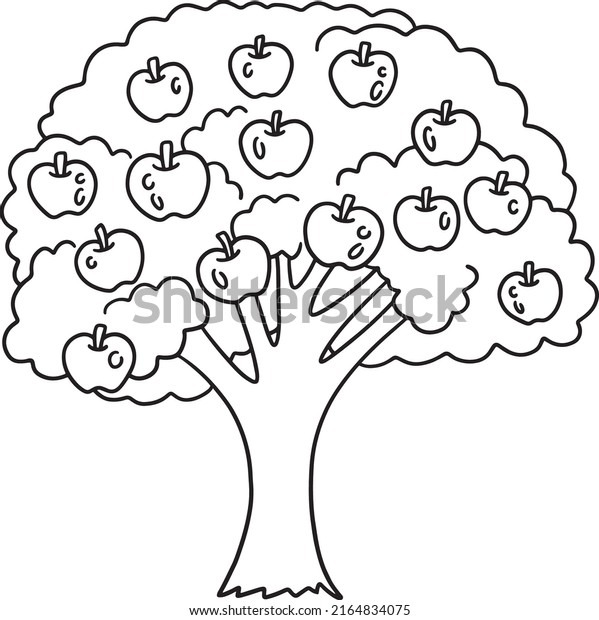 Apple Tree Isolated Coloring Page Kids: เวกเตอร์สต็อก (ปลอดค่าลิขสิทธิ์ ...