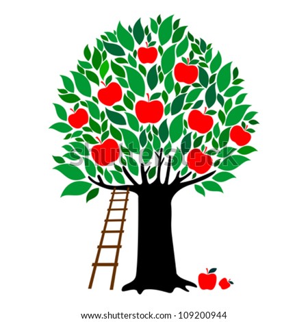 Apple Tree Isolated On White Background Stock Vector (Royalty Free ...