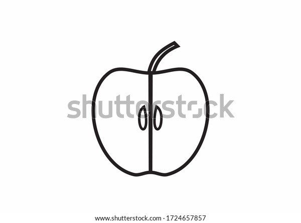 Apple Vector Line Art Black Color: เวกเตอร์สต็อก (ปลอดค่าลิขสิทธิ์ ...