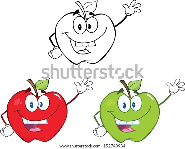 Apples Cartoon Mascot Characters Set Vector Stock Vector (Royalty Free ...