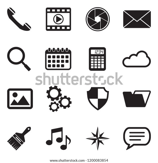 Application Icons Black Flat Design Vector Stock Vector (Royalty Free ...
