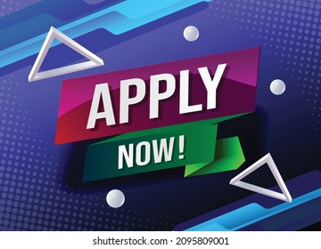 Apply Now Banner Design Template Marketing Stock Vector (Royalty Free ...