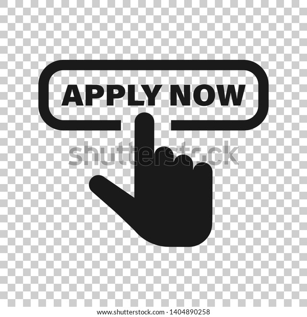 Apply now icon in transparent style. Finger cursor vector illustration ... Apply now icon in transparent style. Finger cursor vector illustration ...