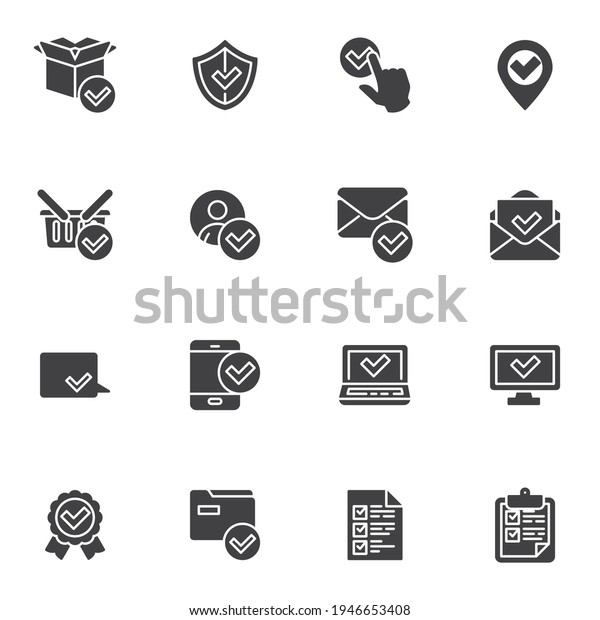 Approval Confirmation Vector Icons Set Check Stock Vector (Royalty Free ...