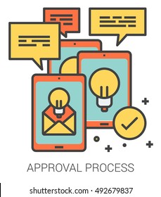 Approval Process Infographic Metaphor Line Icons: เวกเตอร์สต็อก (ปลอด ...