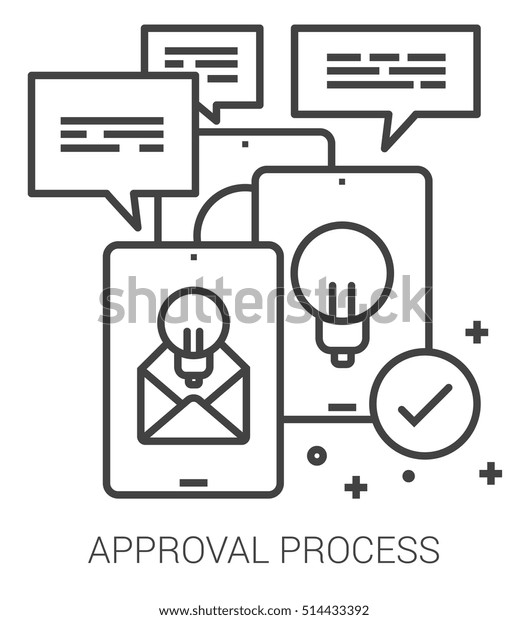Approval Process Infographic Metaphor Line Icons: เวกเตอร์สต็อก (ปลอด ...