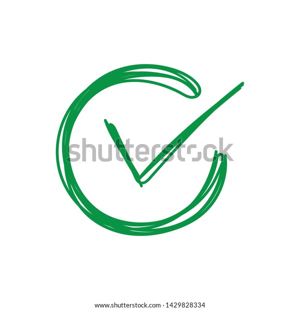 Vektor Stok Approval Tick Doodle Hand Drawn Checkmark (Tanpa Royalti ...