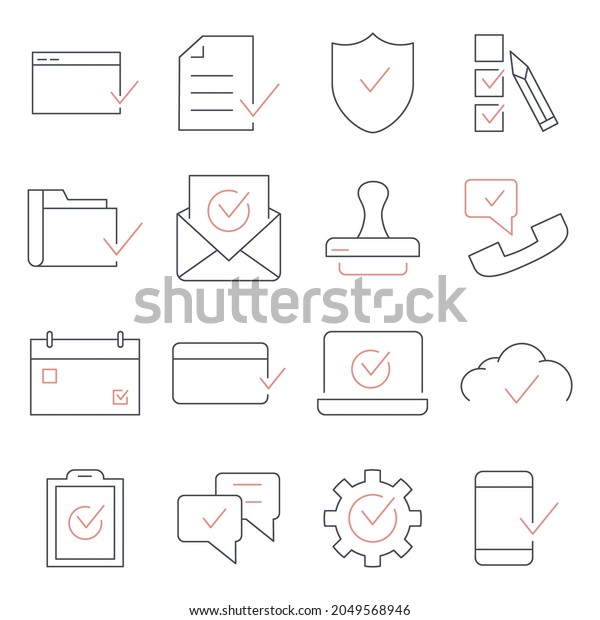 Approve Icons Set Approve Pack Symbol Stock Vector (Royalty Free ...