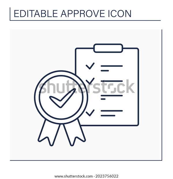 Approved Checklist Line Icon Roster Prevetted Stock Vector (Royalty ...