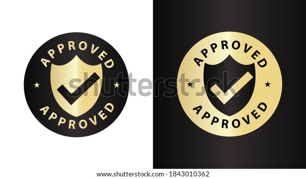 Approved Golden Symbol Vector Illustration Shield Stock Vector (Royalty ...