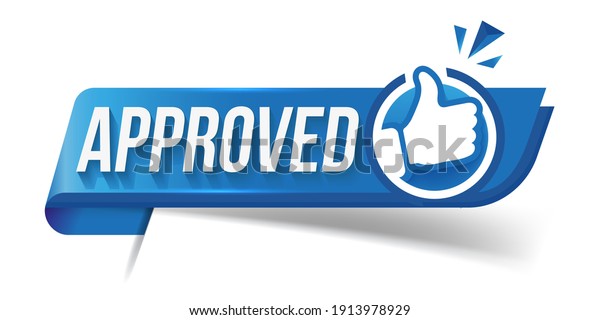 Approved Icon Blue Label Accepted Thumb 库存矢量图（免版税）1913978929