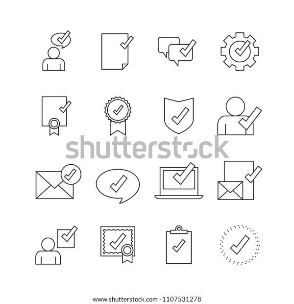 Approved Icon Set Isolated On White Stock Vector (Royalty Free) 1107531278