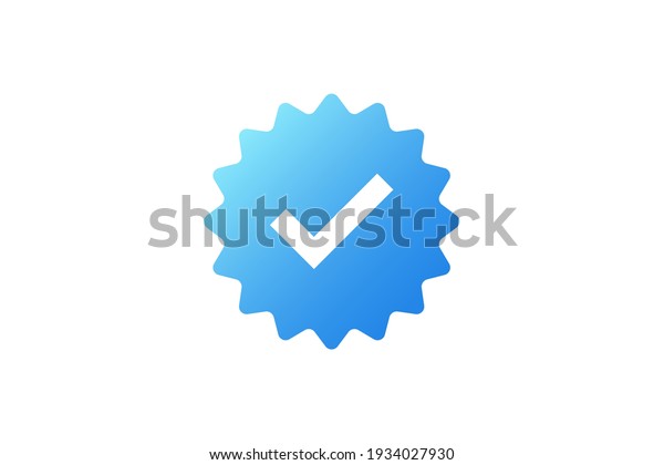Approved Icon. White Check Mark with Blue Circle Shape Sparkle Star ...