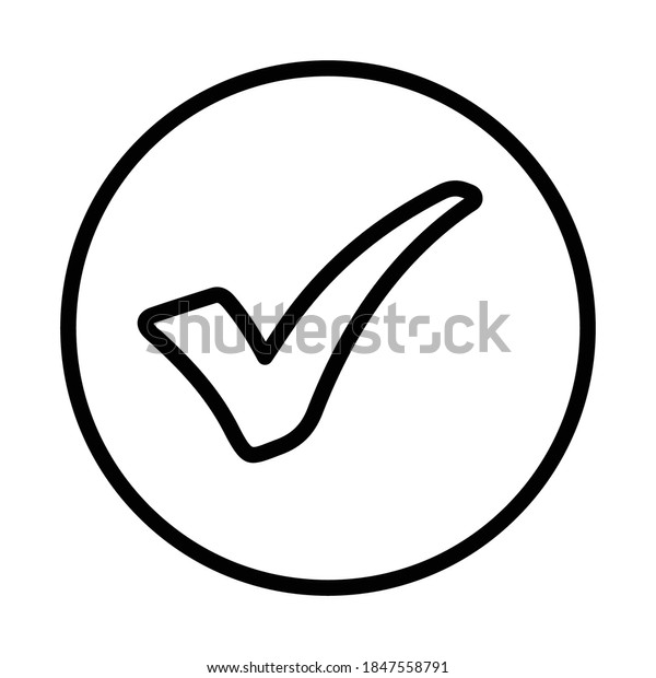 Approved Tick Sign Line Icon Outline Stock Vector (Royalty Free ...