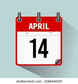 April 14 Calendar Icon Vector Illustration Stock Vector (Royalty Free ...