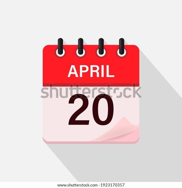 April 20 Calendar Icon Shadow Day Stock Vector (Royalty Free ...