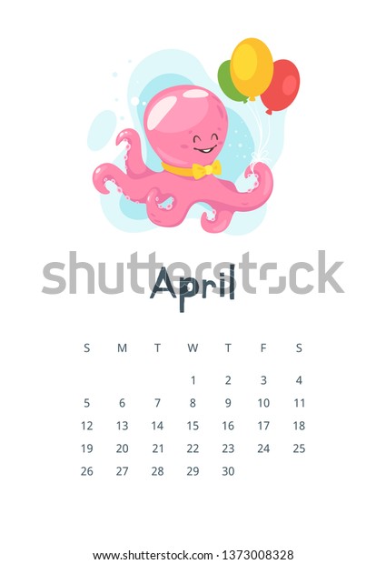 April 2020 Calendar Page Vector Cartoon Stock Vector (Royalty Free ...