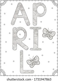 Abril. Colorido de la página. Ilustración: vector de stock (libre de ...