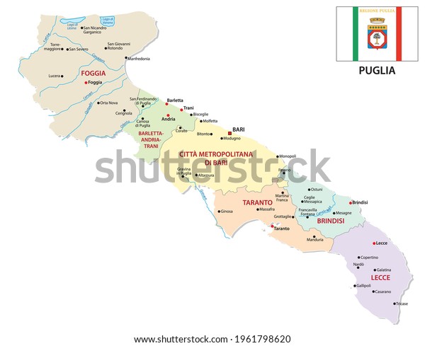 Apulia Administrative Political Vector Map Flag Stock Vector (Royalty ...
