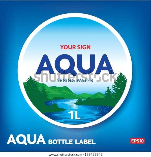 Aqua Bottle Label Stock Vector (Royalty Free) 138428843