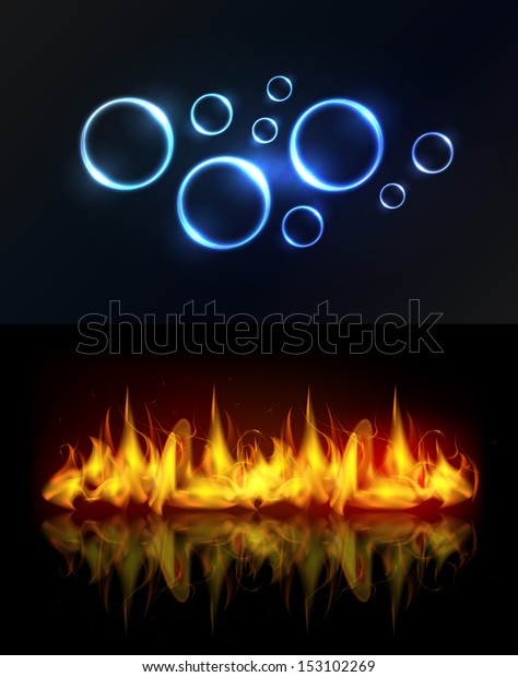 Aqua Fire Water Drops Bubbles Fire Stock Vector (Royalty Free ...