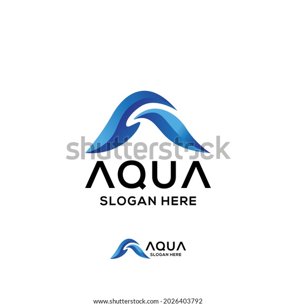 Aqua Logo Concept Combinations Letter Wave Stock Vector (Royalty Free ...