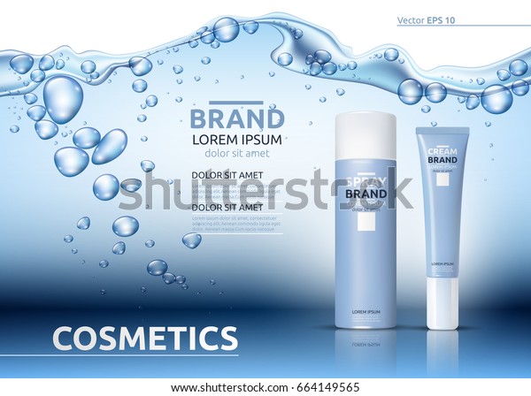 Plantilla de anuncios de cosméticos hidratantes de Aqua. Hidratación de ...