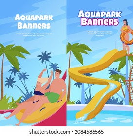 Aqua Park Vertical Advertising Poster Set Stock Vector (Royalty Free ...