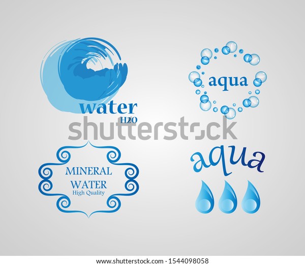 Aqua Water Label Logo Vector Set Stock Vector (Royalty Free) 1544098058 ...