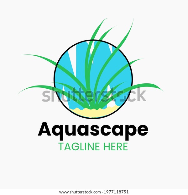 Aquascape Logo Design Vector Illustration Grass: vector de stock (libre ...