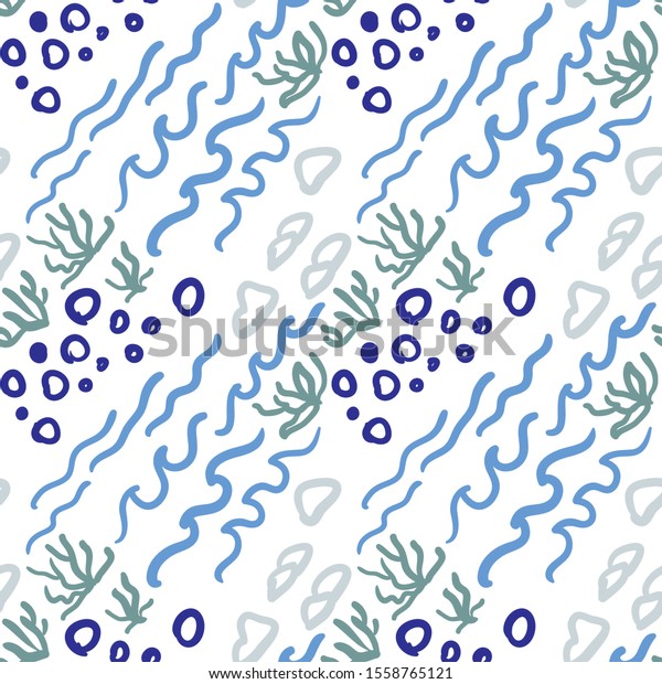 Aquatic Colors Seamless Pattern Sea Motives Stock Vector (Royalty Free ...