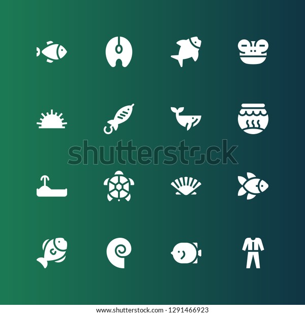 Aquatic Icon Set Collection 16 Filled Stock Vector (Royalty Free ...