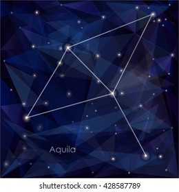 Aquila Constellation Night Sky Background Triangulation Stock Vector ...