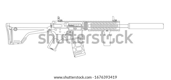 Ar15 Rifle Sd Lineart Vector Stock Vector (Royalty Free) 1676393419