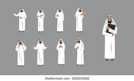 Arab Guy Different Poses Stock Vector (Royalty Free) 2035553462 ...
